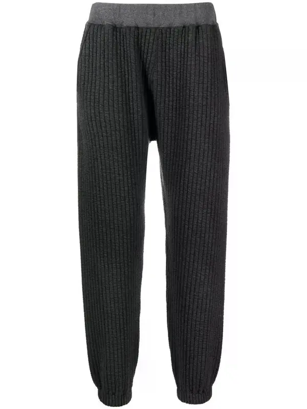 WHITE MOUNTAINEERING Ribbed Cotton-blend Track Pants - Grey