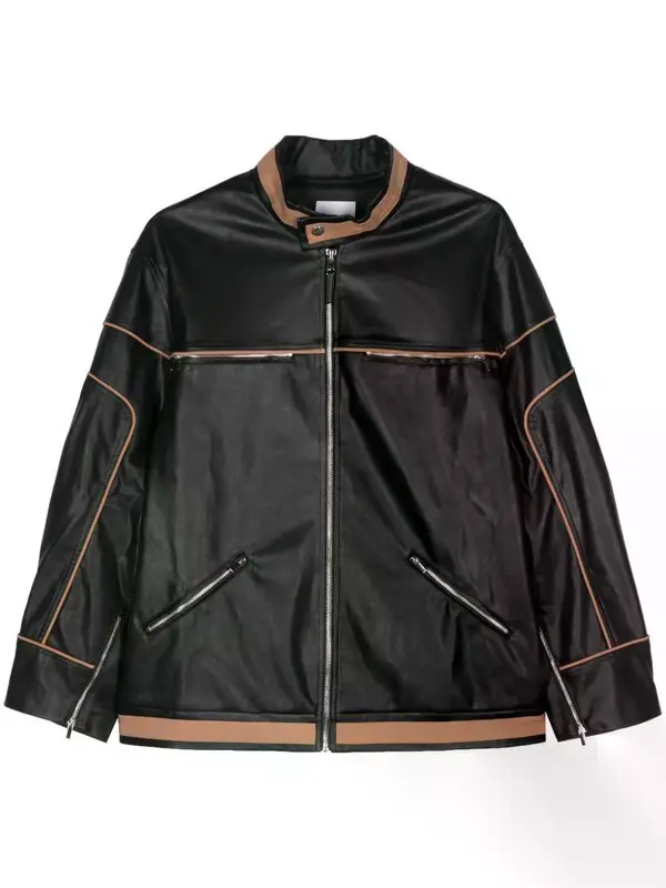 Paris Georgia Contrasting-trim Biker Jacket - Black