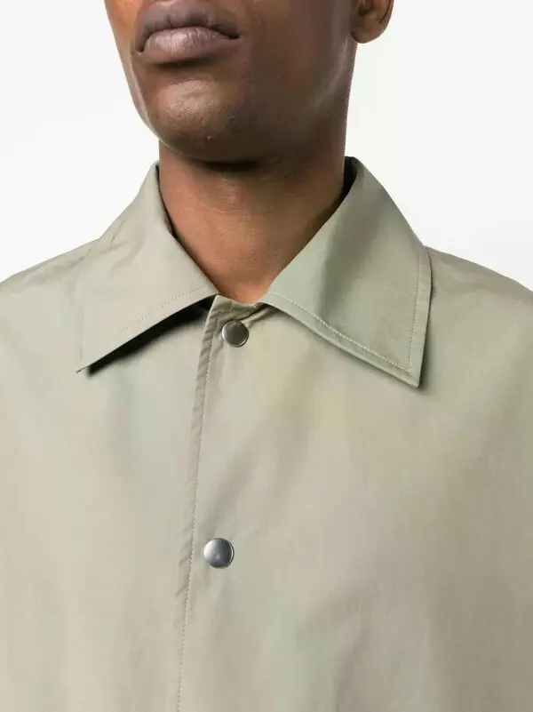 JIL SANDER Logo Print Cotton Shirt Jacket - Green
