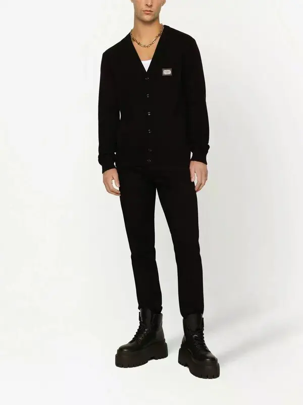 Dolce & Gabbana Slim-cut Jeans With Logo Appliqu - Black