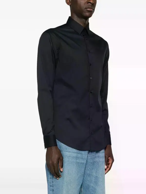 Giorgio Armani Classic-collar Poplin Shirt - Blue