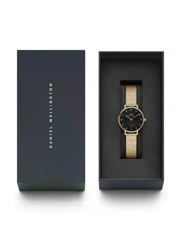DANIEL WELLINGTON Petite Pressed Studio Lumine 28mm Watch With Mesh Bracelet - Black
