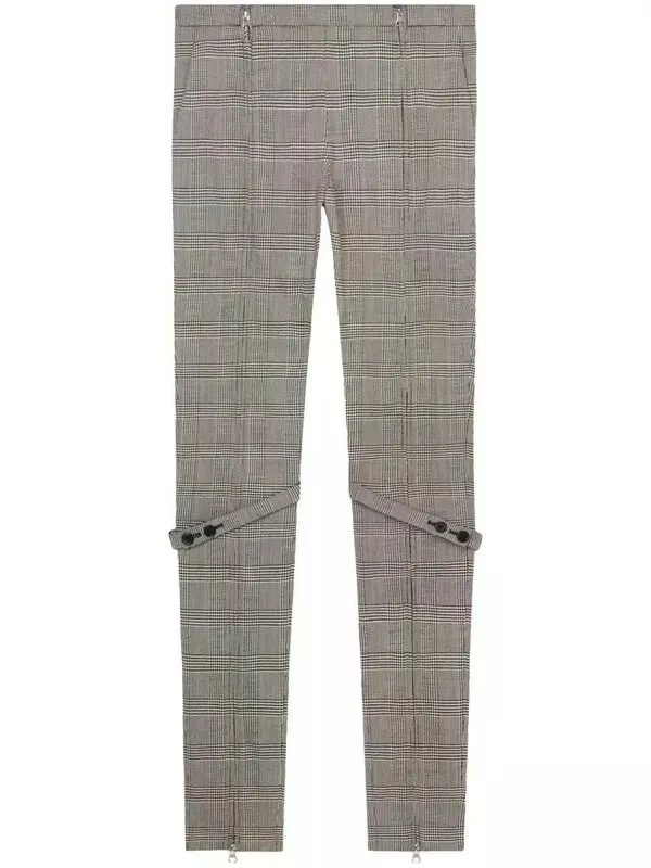 COURREGES Prince Of Wales Check Skinny Low-rise Wool Blend Pants - Black