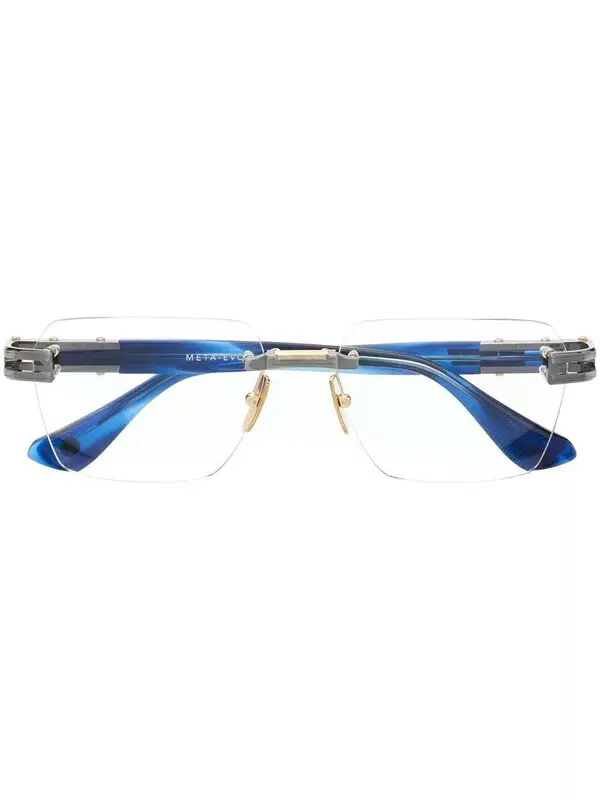 Dita Rimless Square-frame Glasses - Blue