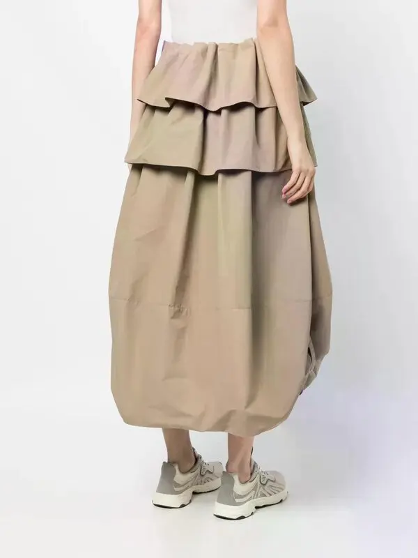 Goen.j Ruffled Midi Skirt - Brown