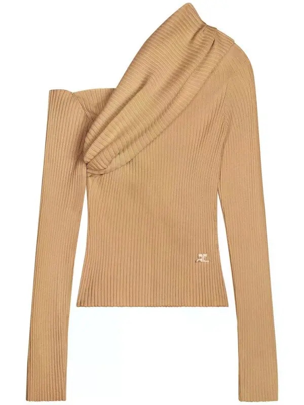 COURREGES Embroidered Ribbed Knit Jumper