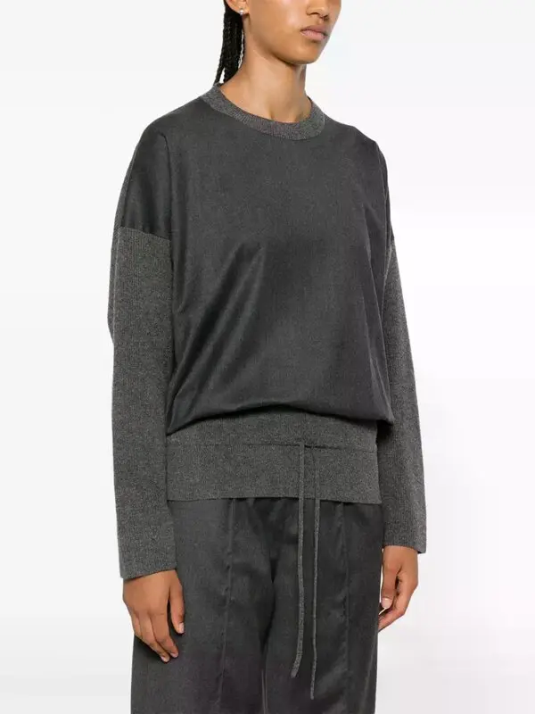 Fabiana Filippi Merino-silk Blend Cropped Sweater With Drawstring Waist