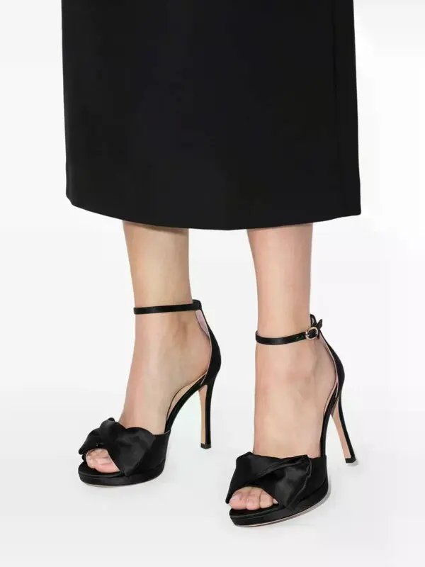 Kate Spade New York 100mm Bow-detail Satin Sandals - Black