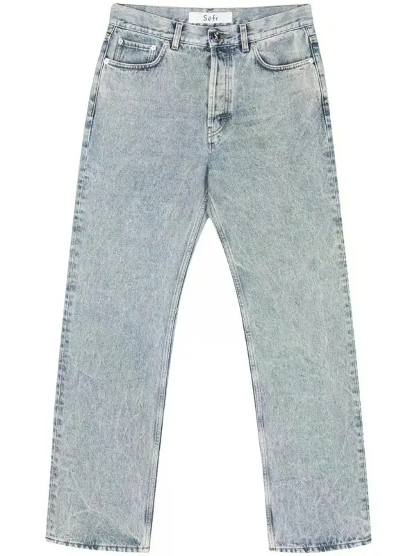 Séfr Classic Cut Jeans In Light Wash Denim - Blue