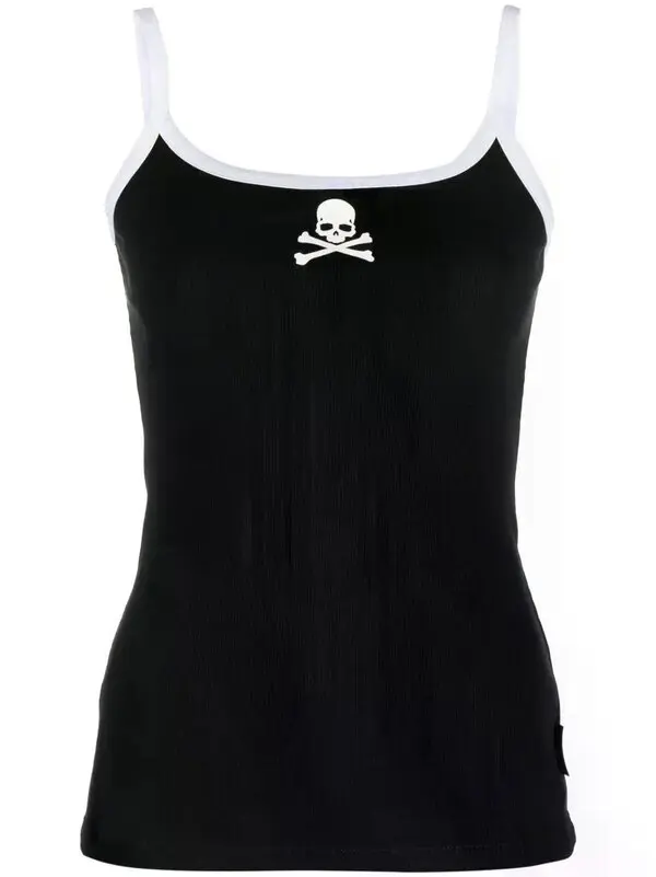 Philipp Plein Skull Print Spaghetti Strap Tank Top - Black