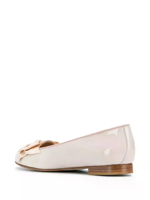 SCAROSSO Patent Leather Ballerina Shoes With Bow Detailing