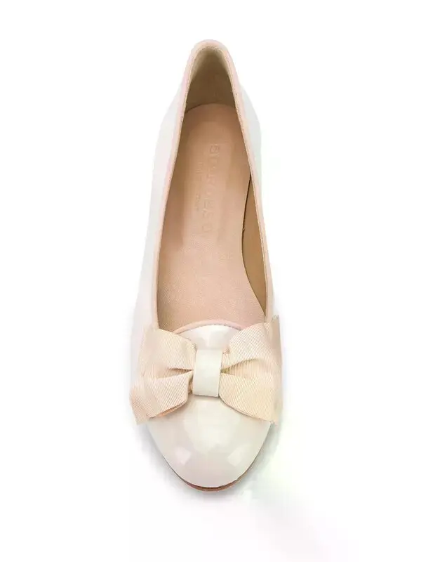 SCAROSSO Patent Leather Ballerina Shoes With Bow Detailing