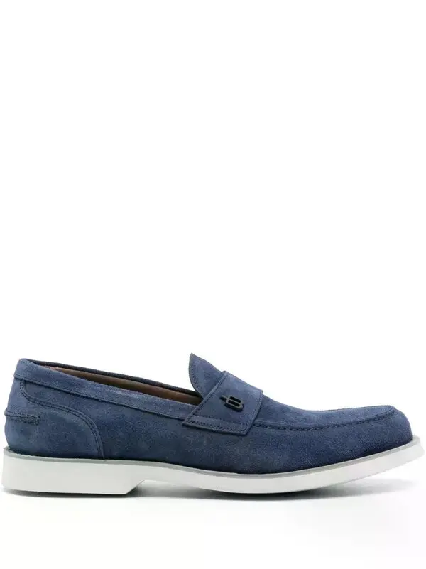 BALDININI Logo Plaque Suede Loafers - Blue