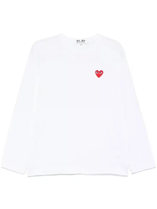 Play Comme Des Garcon Appliqué Long-sleeve T-shirt - White