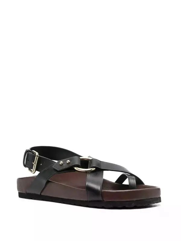 Soeur Mexico Leather Sandals - Black