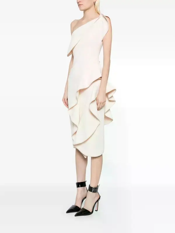 Maticevski Rhythm One-shoulder Ruffled Midi Dress