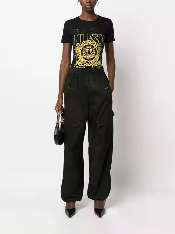 Just Cavalli Tiger Head-motif Cotton T-shirt - Black