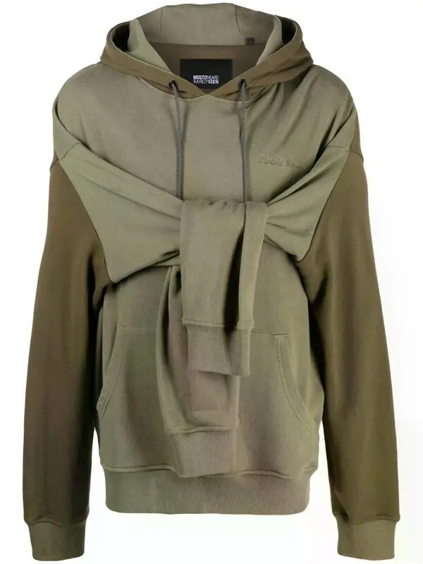MOSTLY HEARD RARELY SEEN Layered Cotton Hoodie - Green