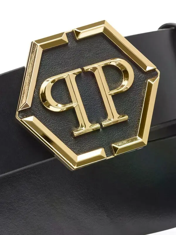 Philipp Plein Hexagon Buckle Leather Belt - Black