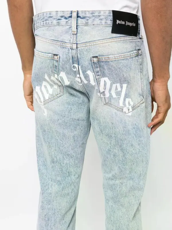Palm Angels Curved Logo Print Jeans
