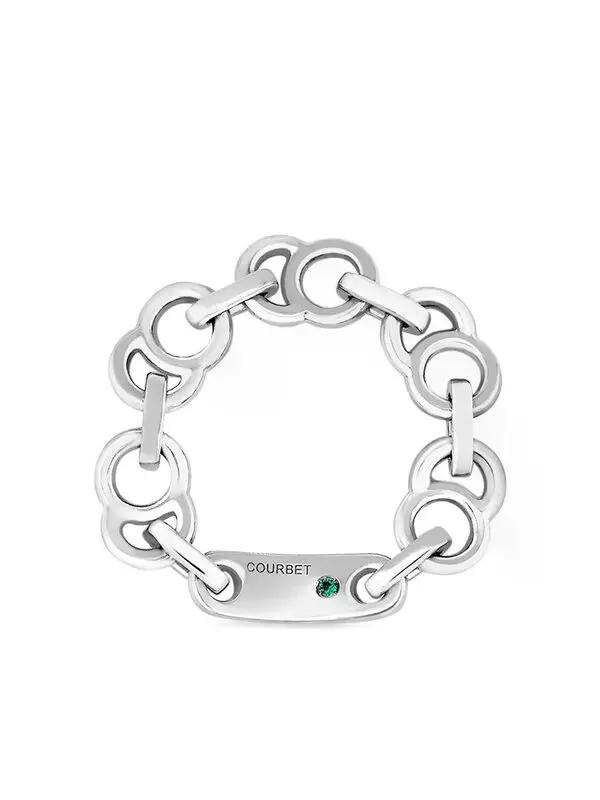 COURBET 18kt Recycled White Gold Celeste Chain Ring - Silver