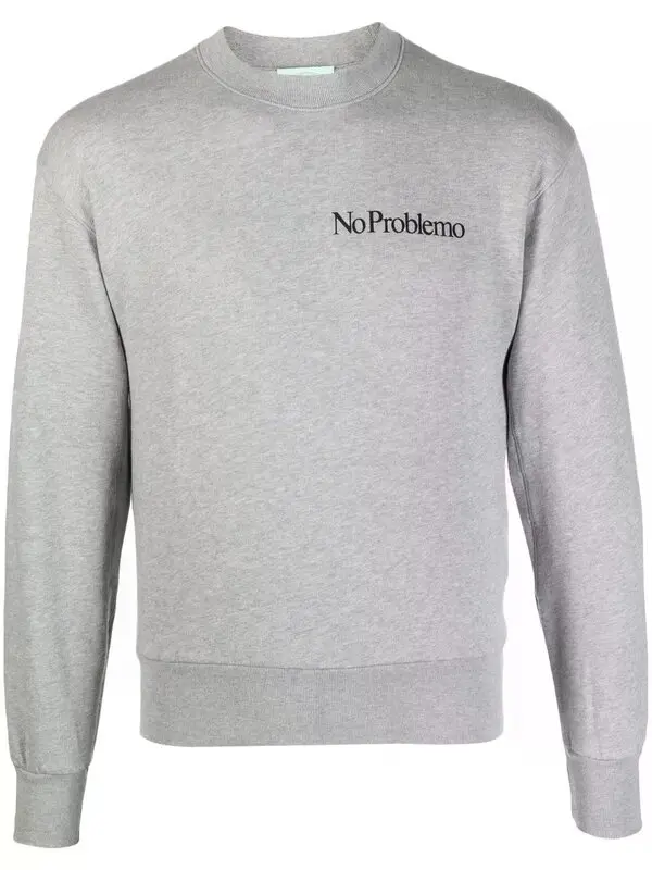 Aries No Problemo' Print Sweatshirt - Grey