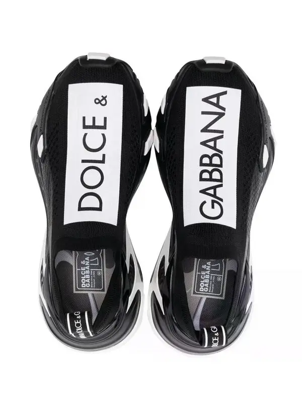 Dolce & Gabbana Paneled Logo Print Sneakers - Black