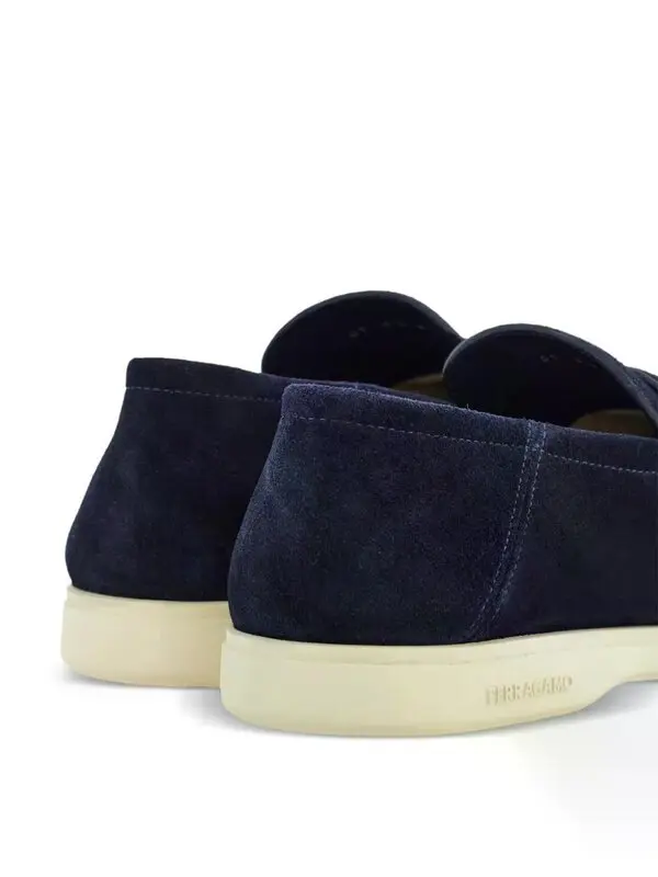 FERRAGAMO Deconstructed Gancini Detail Suede Loafers