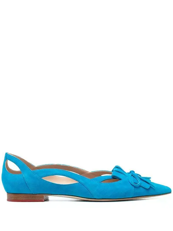 SCAROSSO X Paula Cademartori Suede Ballerina Flats - Blue