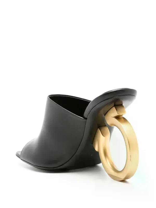 FERRAGAMO Elina Leather Sandals With Sculptural Heel