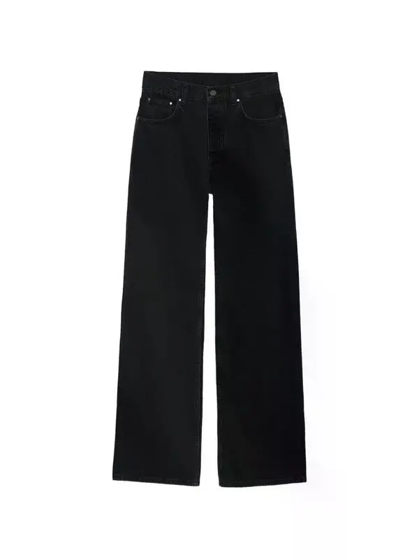 ANINE BING Hugh Logo Patch Wide-leg Jeans