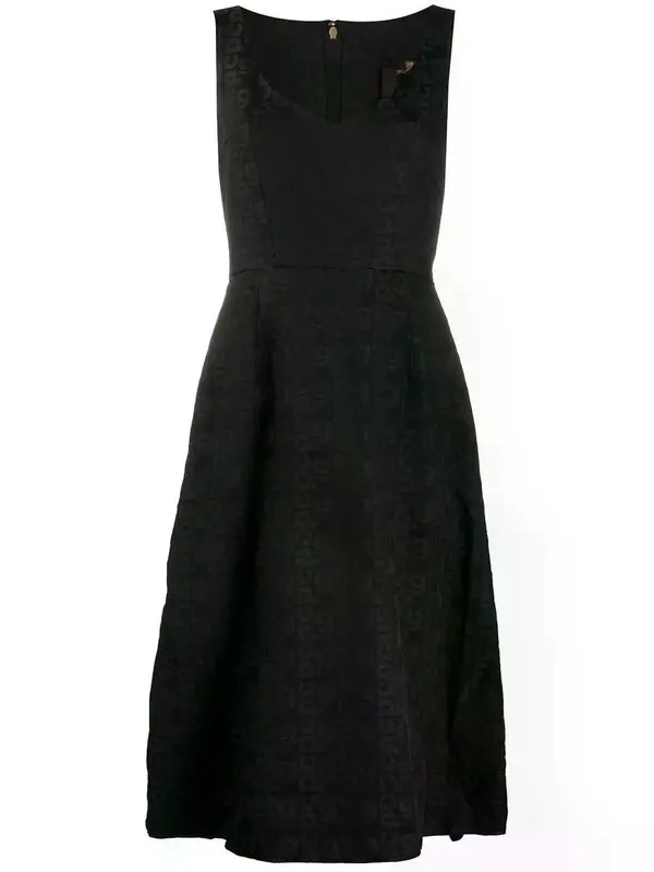 Comme Des Garçons Monogram A-line Midi Dress - Black