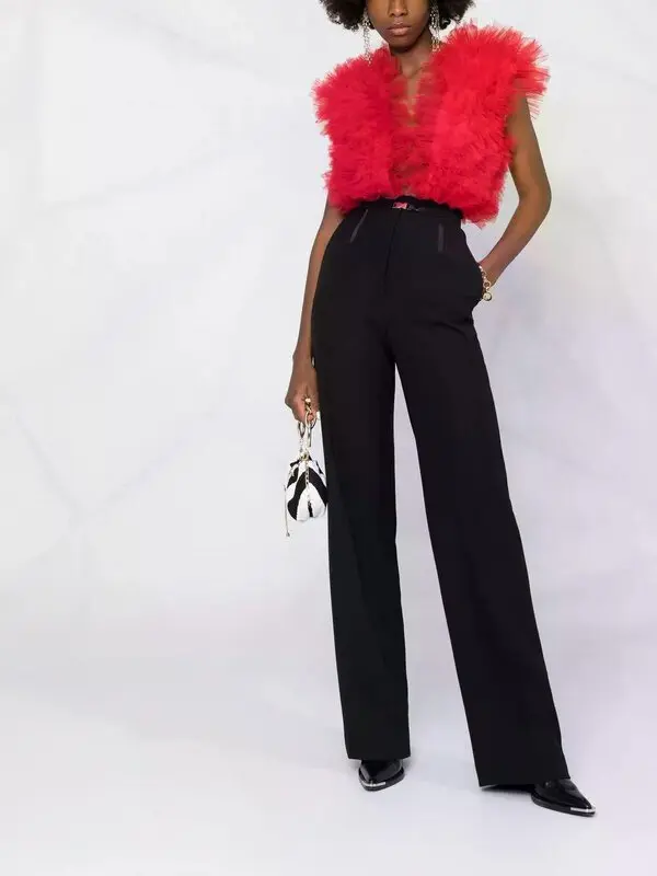 Alchemy Fashions Ruffled Trim Sleeveless Bodysuit - Red