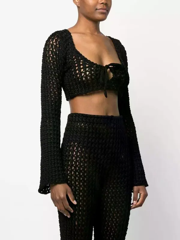 Moschino Cropped Open Knit Top - Black
