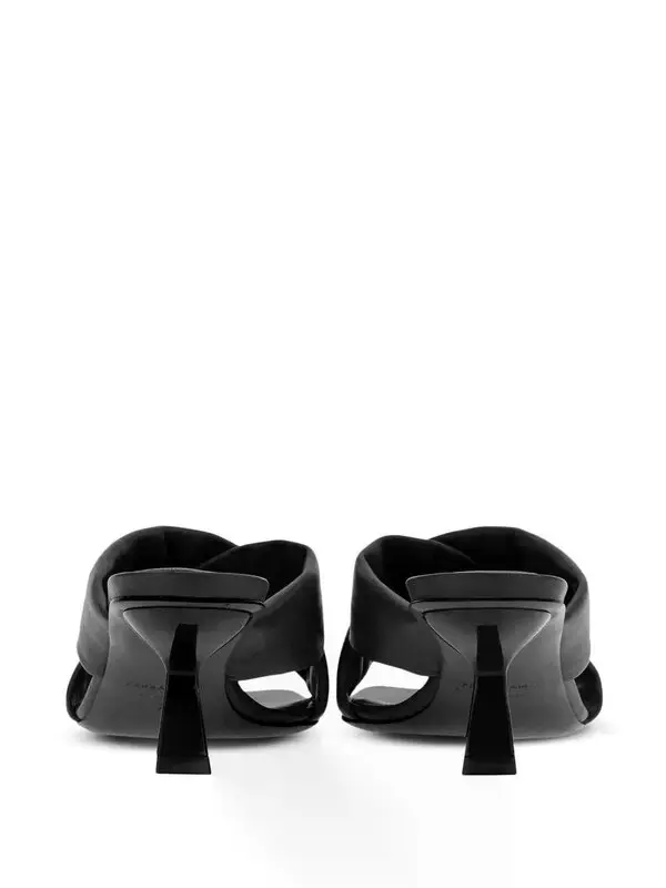 FERRAGAMO Lambskin Crossover Strap Mules - Black