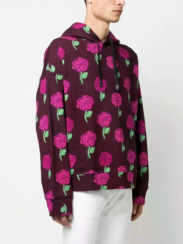 Versace Rose-print Cotton Hoodie