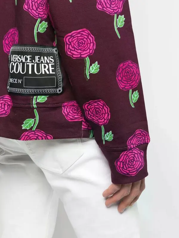 Versace Rose-print Cotton Hoodie
