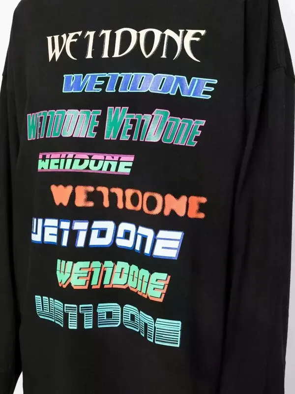 We11Done Multi-logo Cotton Sweatshirt - Black