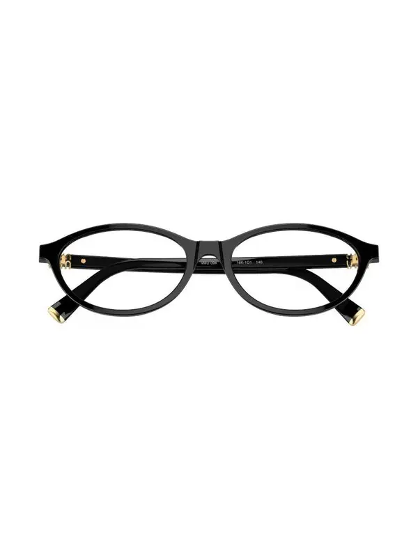 Miu Miu Oval-frame Glasses With Logo Plaque