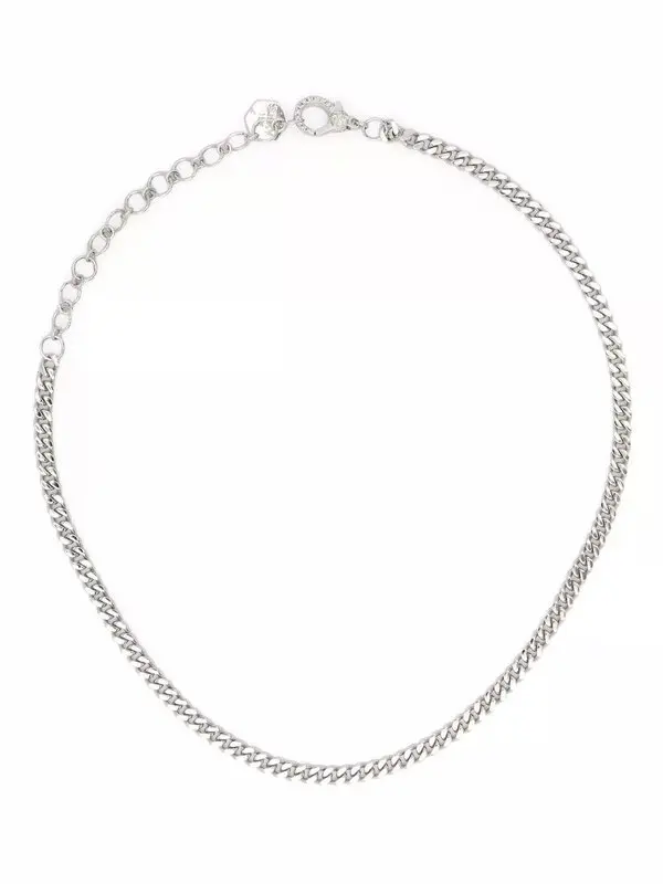 Shay 18kt White Gold Diamond Curb Chain Choker - Silver