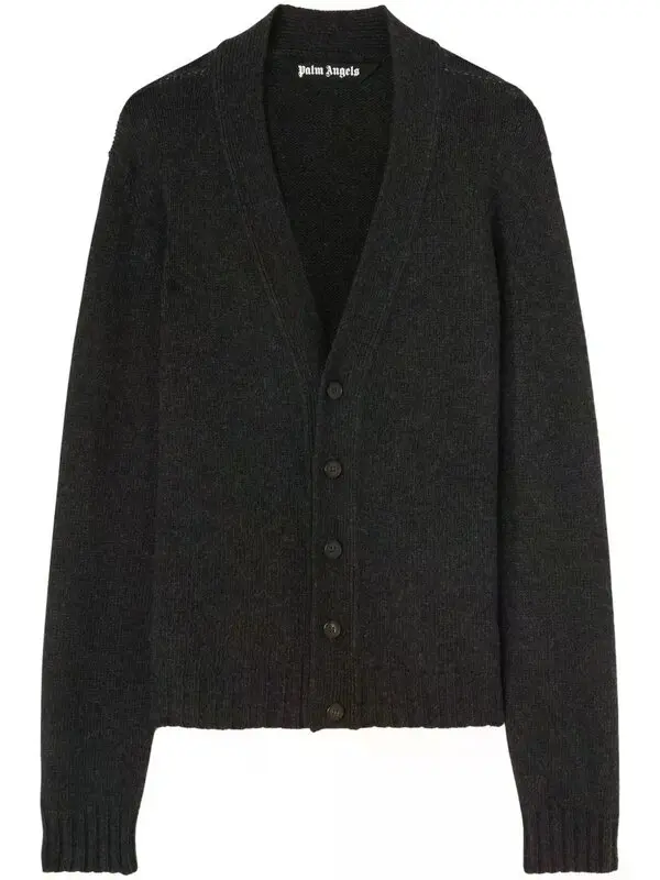Palm Angels Logo Intarsia V-neck Cardigan