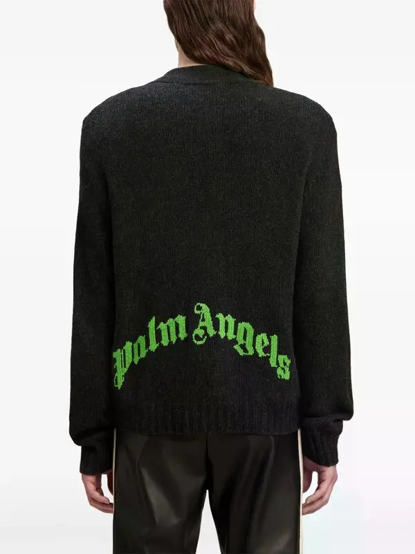 Palm Angels Logo Intarsia V-neck Cardigan