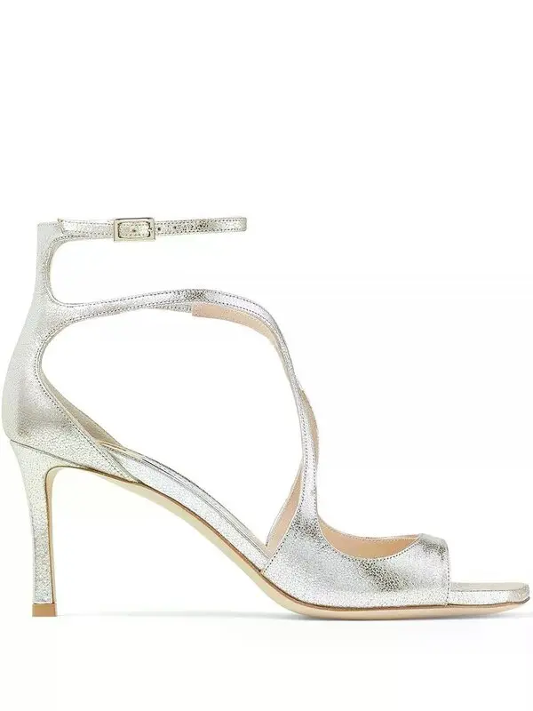 JIMMY CHOO Azia 75 Ankle Strap Sandals - Silver