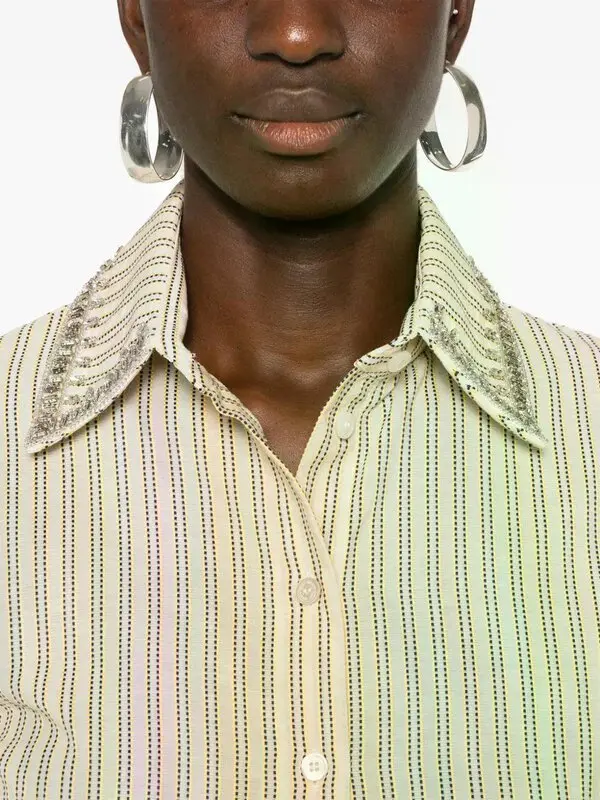 GOLDEN GOOSE Crystal-embellished Striped Shirt