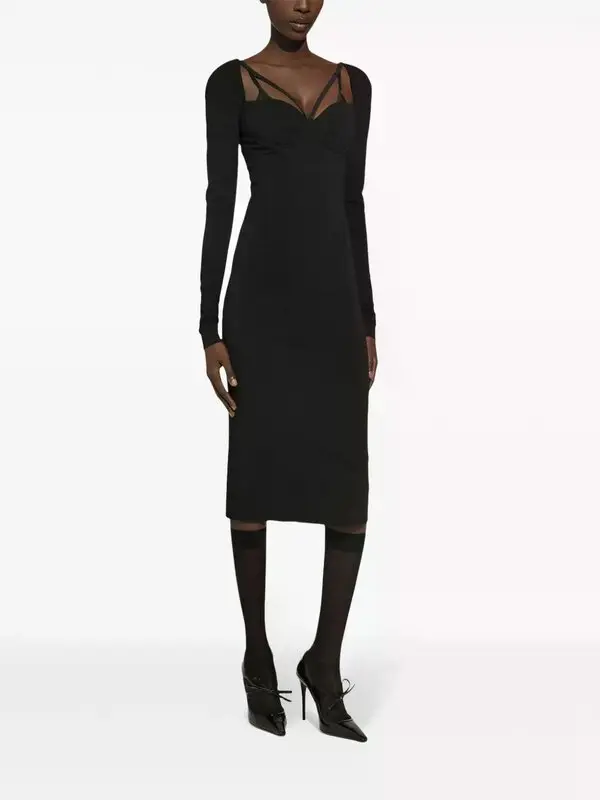 Dolce & Gabbana Long-sleeve Midi Dress With Strap Detailing