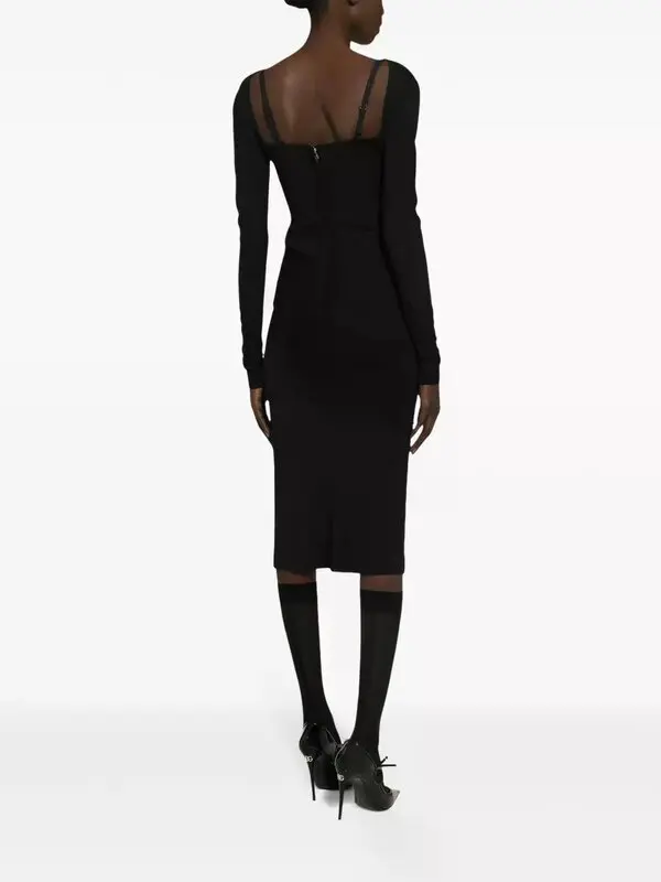 Dolce & Gabbana Long-sleeve Midi Dress With Strap Detailing