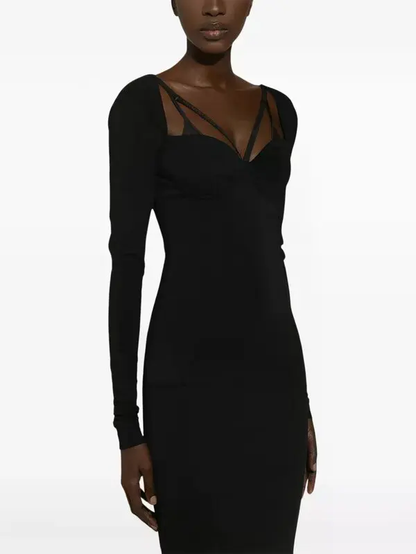 Dolce & Gabbana Long-sleeve Midi Dress With Strap Detailing