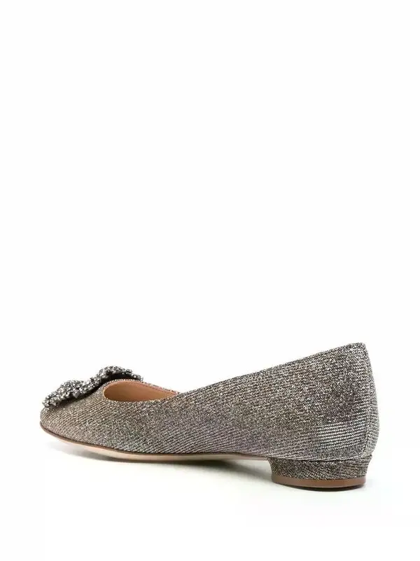 Manolo Blahnik Hangisi Ballerina Shoes With Crystal Embellishment