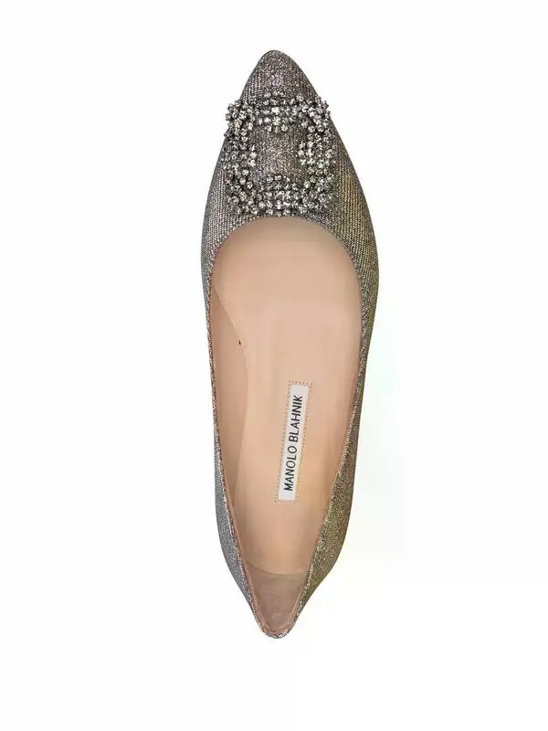 Manolo Blahnik Hangisi Ballerina Shoes With Crystal Embellishment