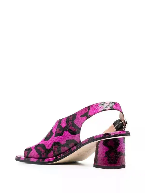 SCAROSSO Jill Snakeskin-effect Sandals - Pink